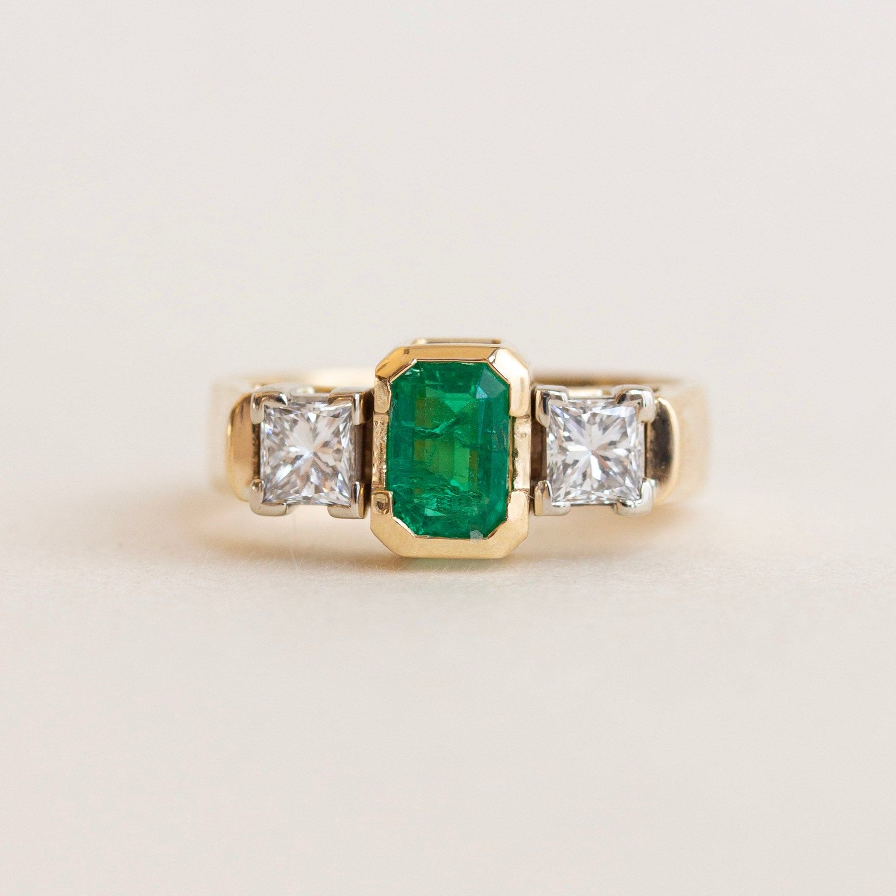 Bezel-Set Emerald and Diamond Ring | The Henderson Ring | Evorden