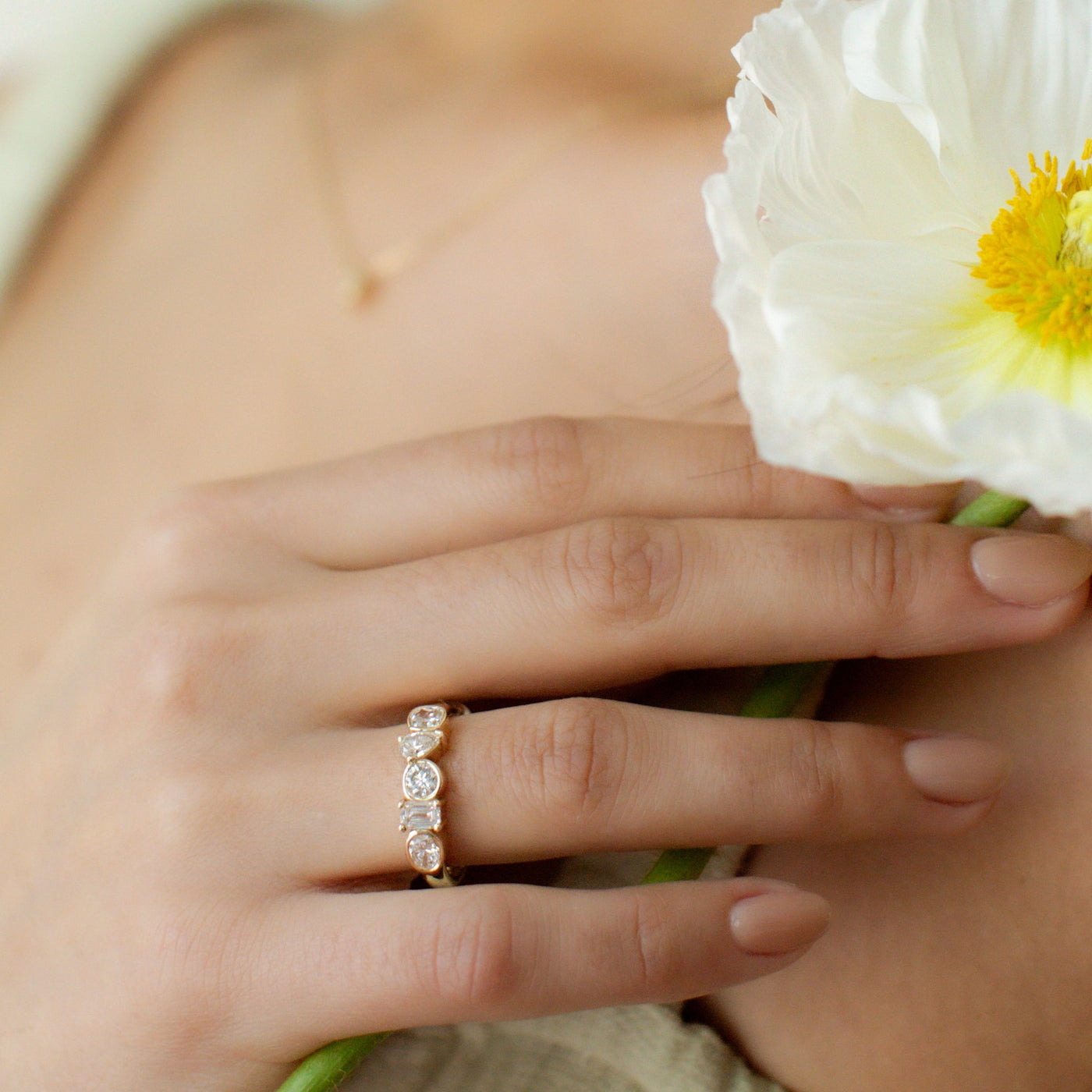 Five-Stone Cluster Engagement Band | Solana Ring | Evorden