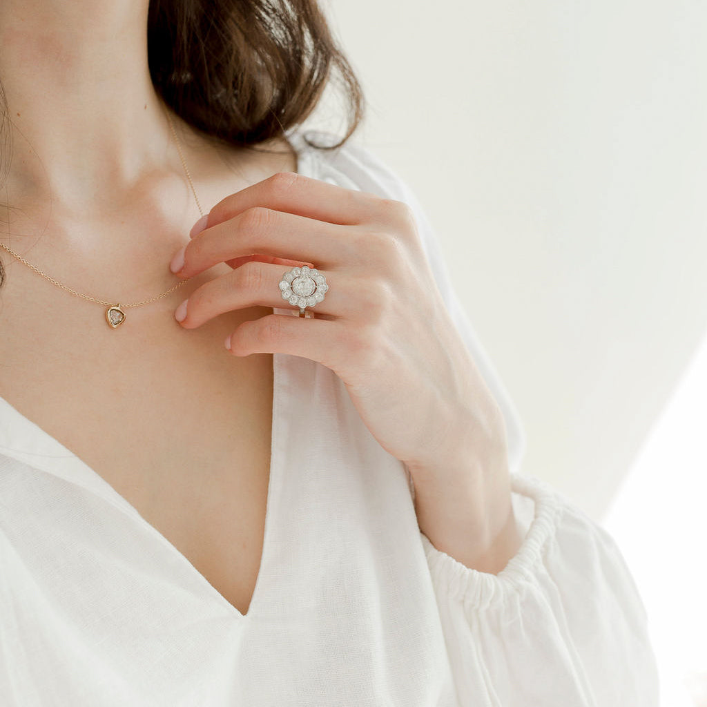 Old European Cut Diamond Halo Ring | The Emerson Ring | Evorden