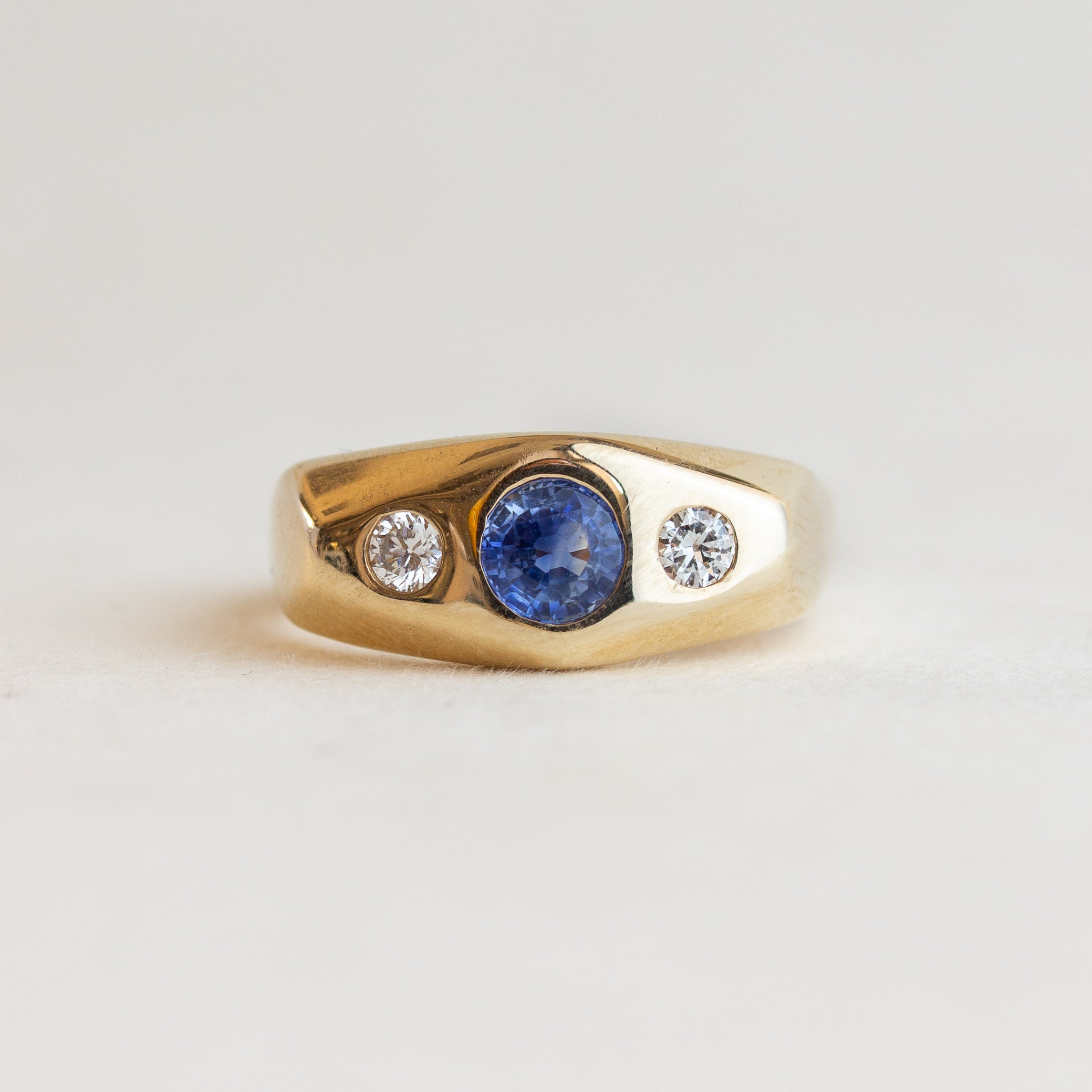 Chunky Three Stone Sapphire & Diamond Ring | The Rosso Ring | Evorden