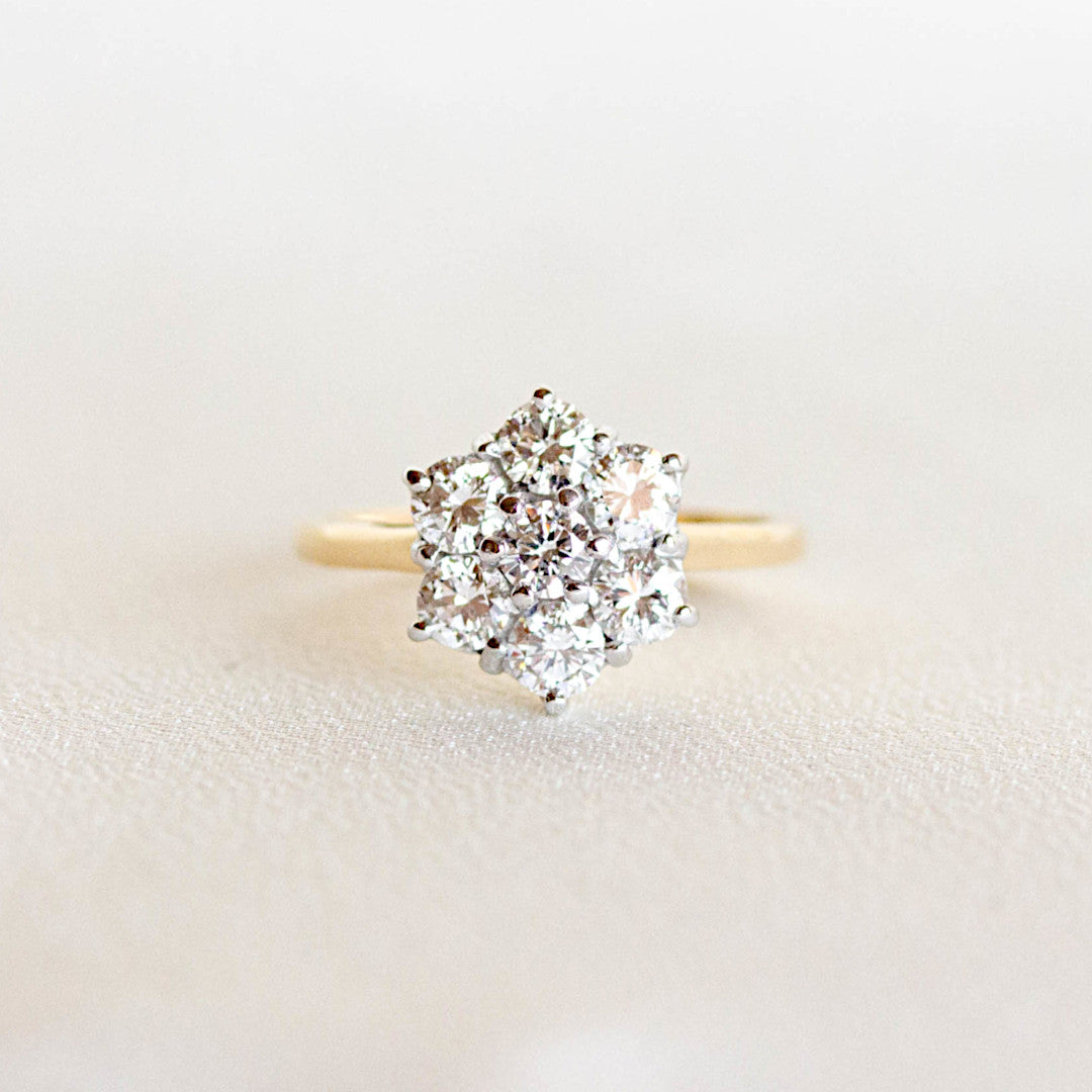 Antique Cluster Diamond Engagement Ring - The MIranda Ring - Evorden