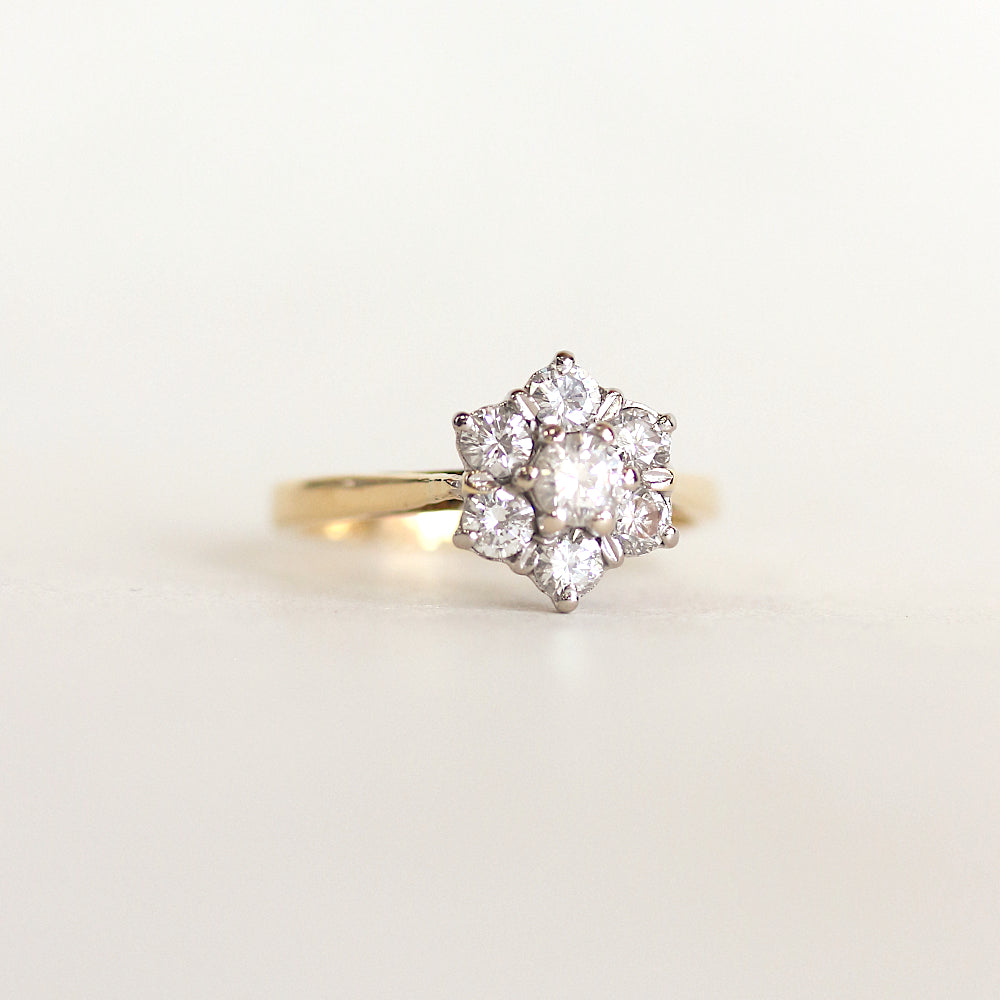 Floral Diamond Halo Vintage Ring | The Bergman Ring | Evorden