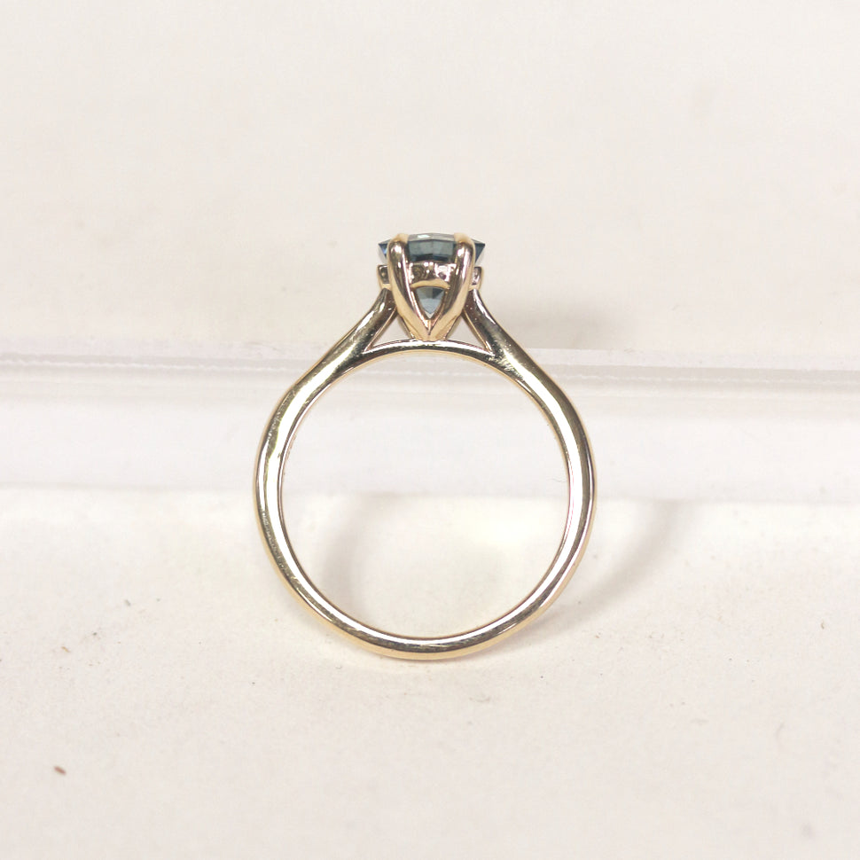 Hexagon Teal Sapphire Engagement Ring | Helena Ring | Evorden