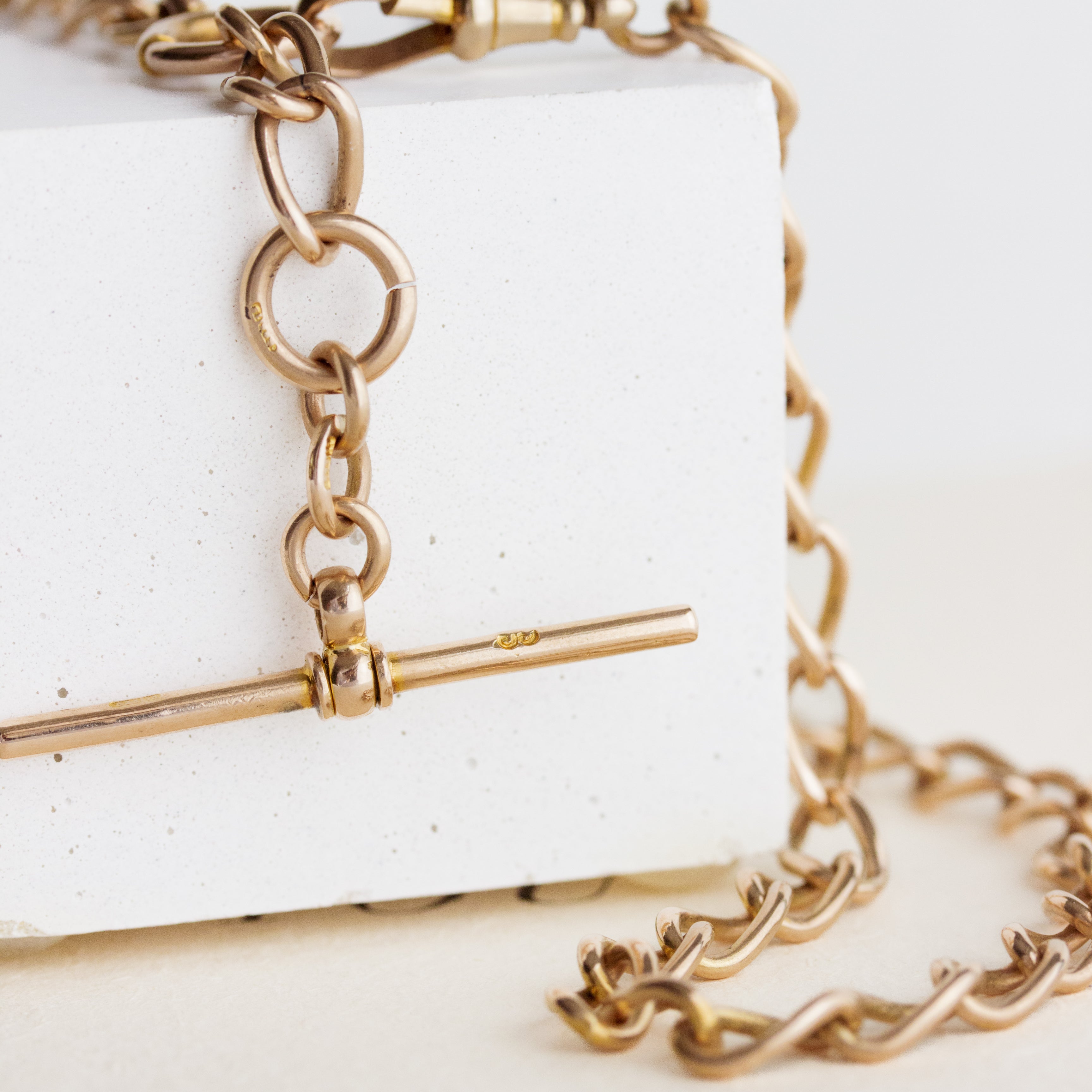 15k Yellow Gold Hefty Watch Chain | Curated Fine Vintage Jewellery ...